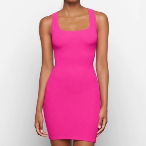 SKIMS | Dresses | Skims Pink Ribbed Tank Dress | Poshmark